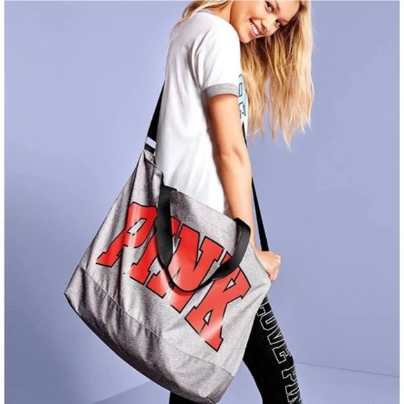 PINK Victoria's Secret | Bags | Large Victorias Secret Pink Logo Duffle ...